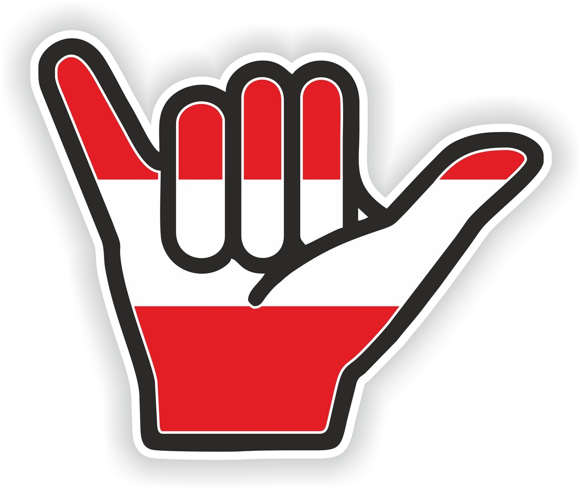 Austria Shaka Hand Sticker Hang Loose for Laptop Book Fridge | Inspire ...