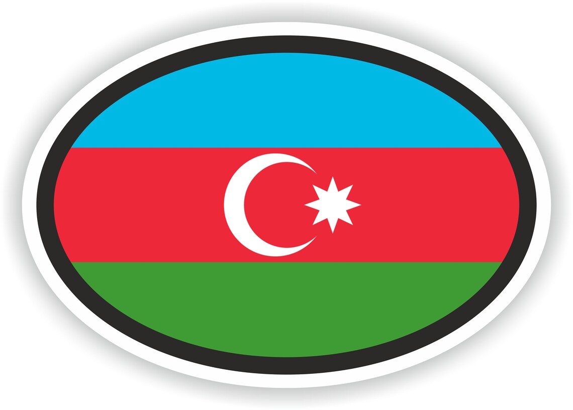 AZERBAIJAN Oval Sticker with Flag for Bumper Laptop Book Fri | Inspire ...