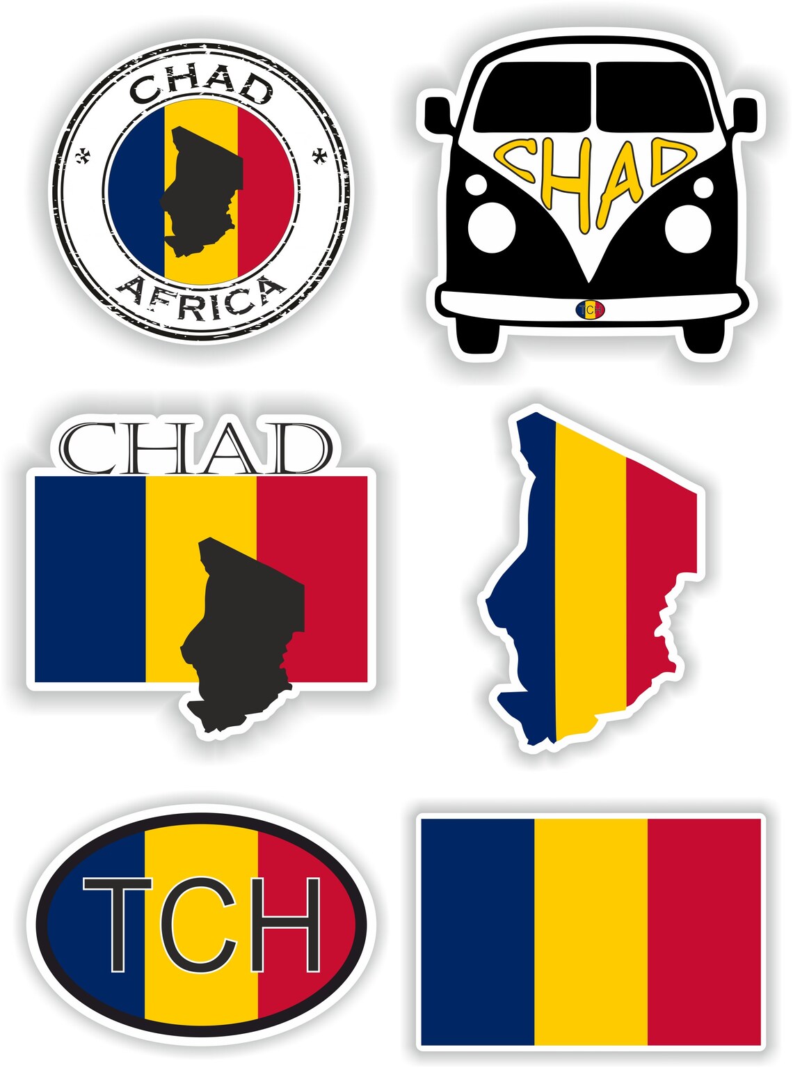 Chad Set of Stickers for Laptop Book Water Bottle Fridge Gui | Inspire ...