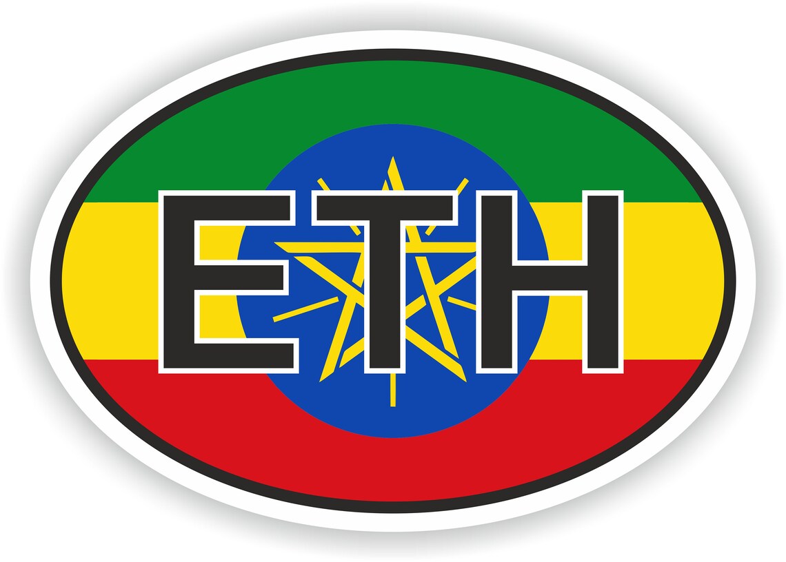 ETHIOPIA Country Code Oval Sticker with Flag for Bumper Lapt | Inspire ...