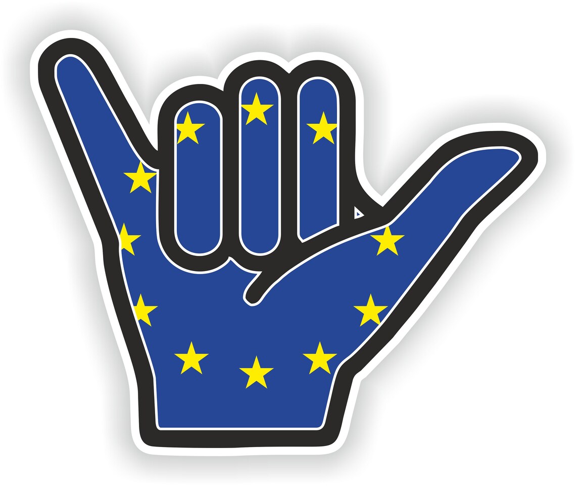 European Union Shaka Hand Sticker Hang Loose for Laptop Book | Inspire ...