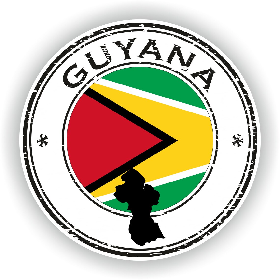 Guyana Seal Round Flag - Vinyl Sticker | Inspire Uplift