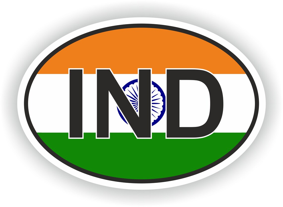 INDIA Country Code Oval Sticker with Flag for Bumper Laptop | Inspire ...