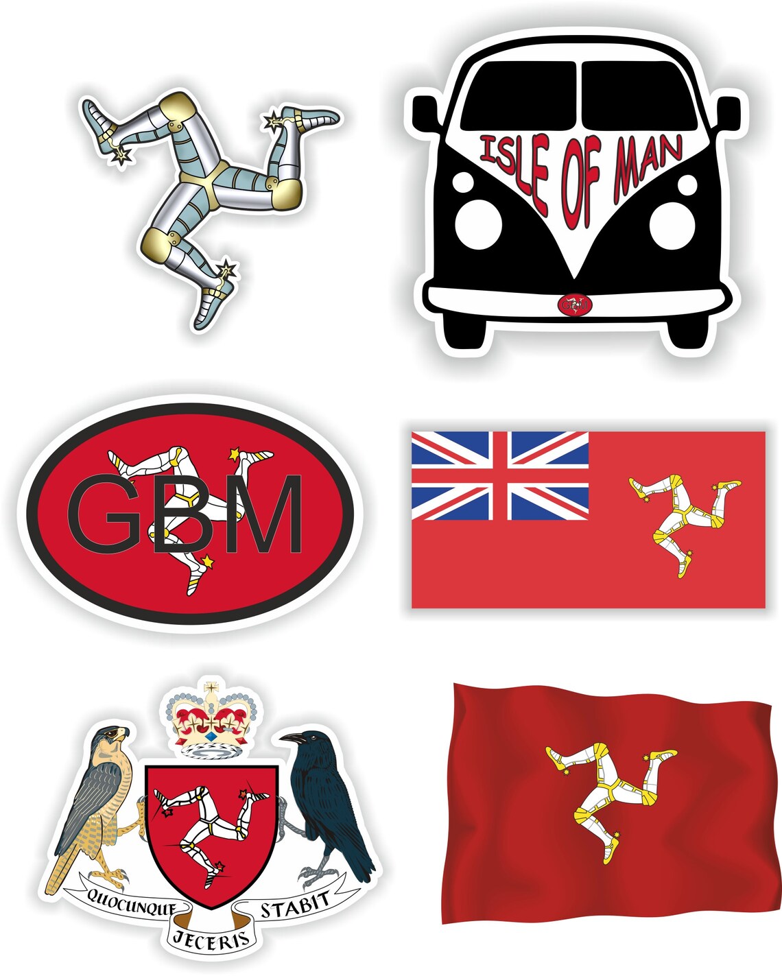 Isle of Man Set of Stickers for Laptop Book Water Bottle Fri | Inspire ...