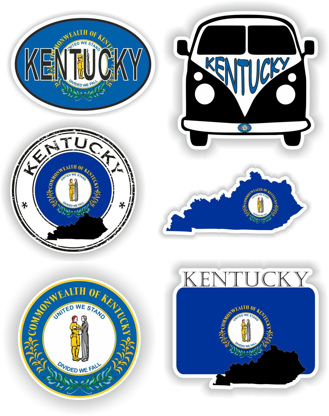 Kentucky Set of Stickers for Laptop Book Water Bottle Fridge | Inspire ...