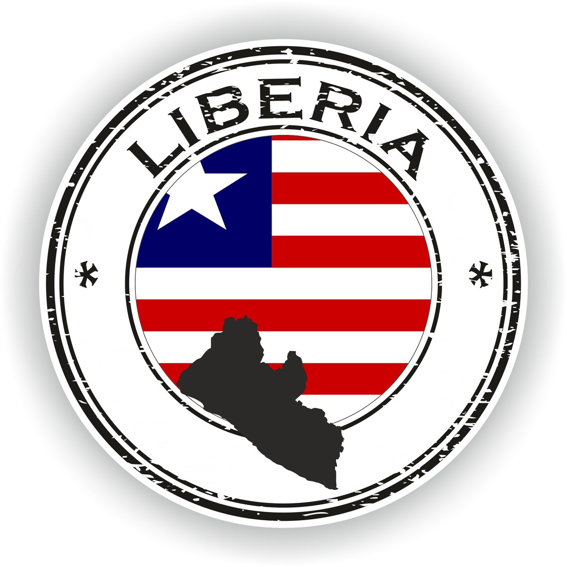 Liberia Seal Round Flag - Vinyl Sticker | Inspire Uplift