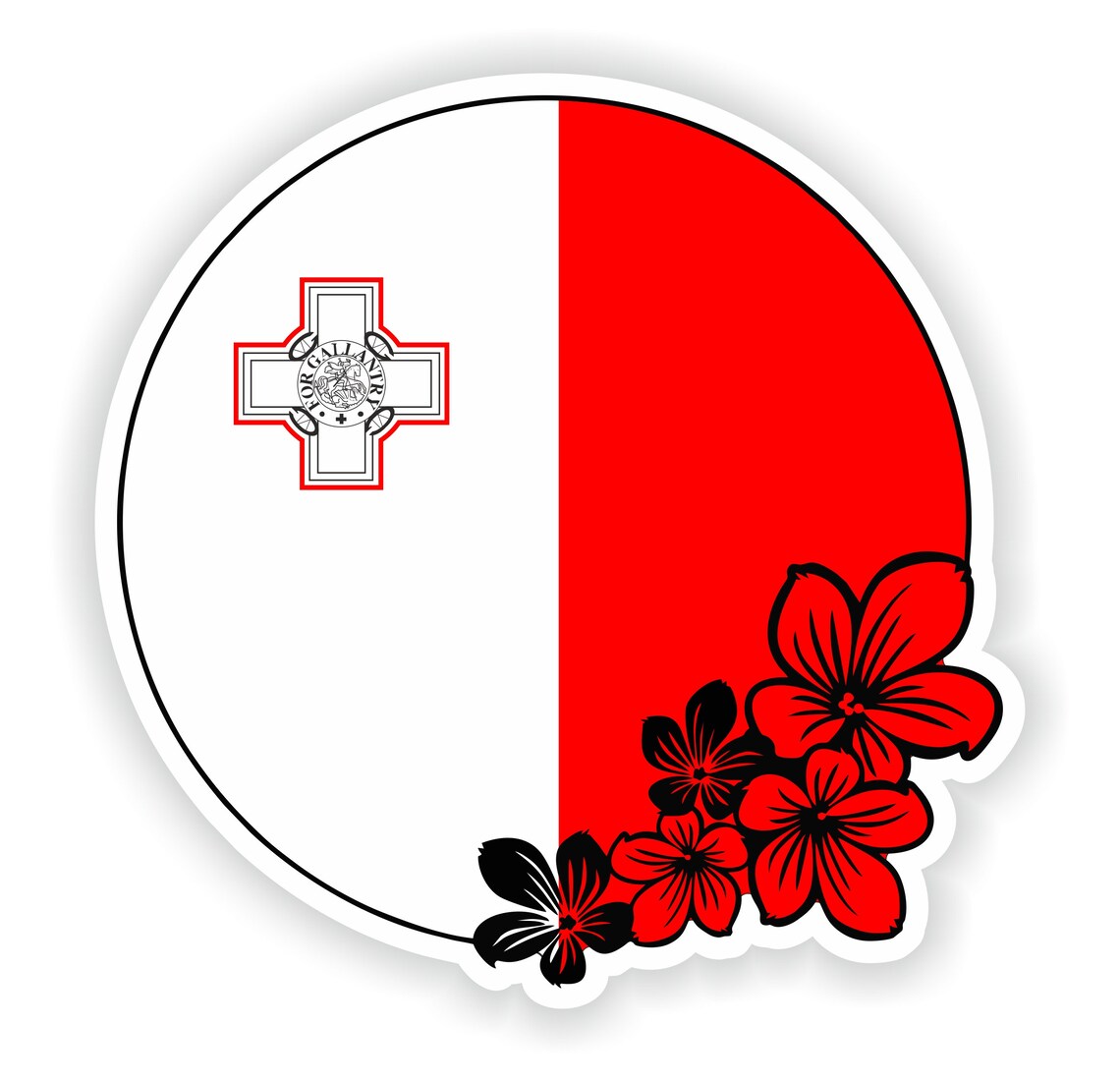 Malta Sticker Round Flag for Laptop Book Fridge Guitar Motor | Inspire ...