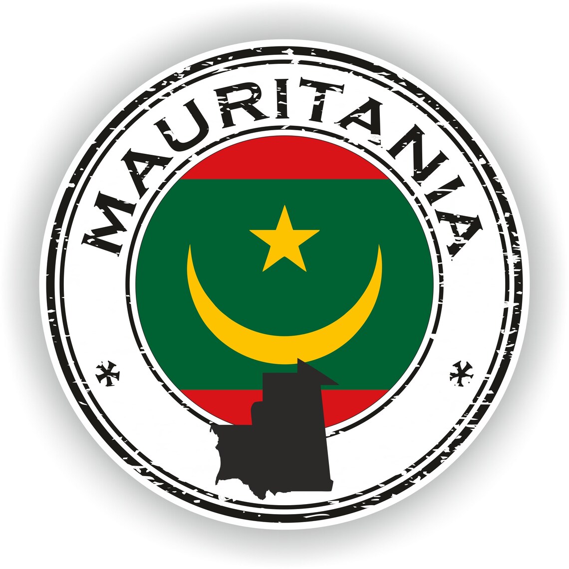 Mauritania Seal Sticker Round Flag for Laptop Book Fridge Gu | Inspire ...