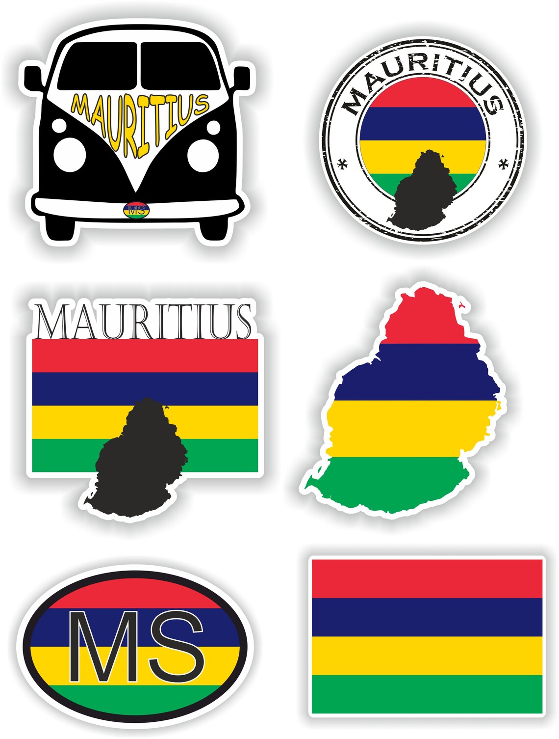 Mauritius Set of Stickers for Laptop Book Water Bottle Fridg | Inspire ...