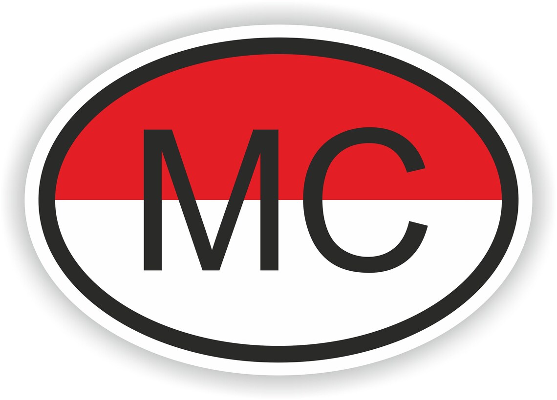 MONACO Country Code Oval Sticker with Flag for Bumper Laptop | Inspire ...