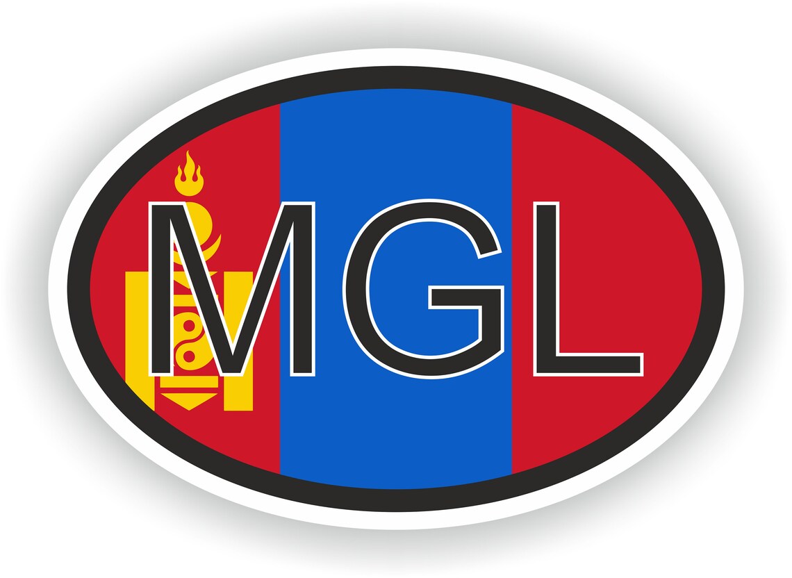 MONGOLIA Country Code Oval Sticker with Flag for Bumper Lapt | Inspire ...
