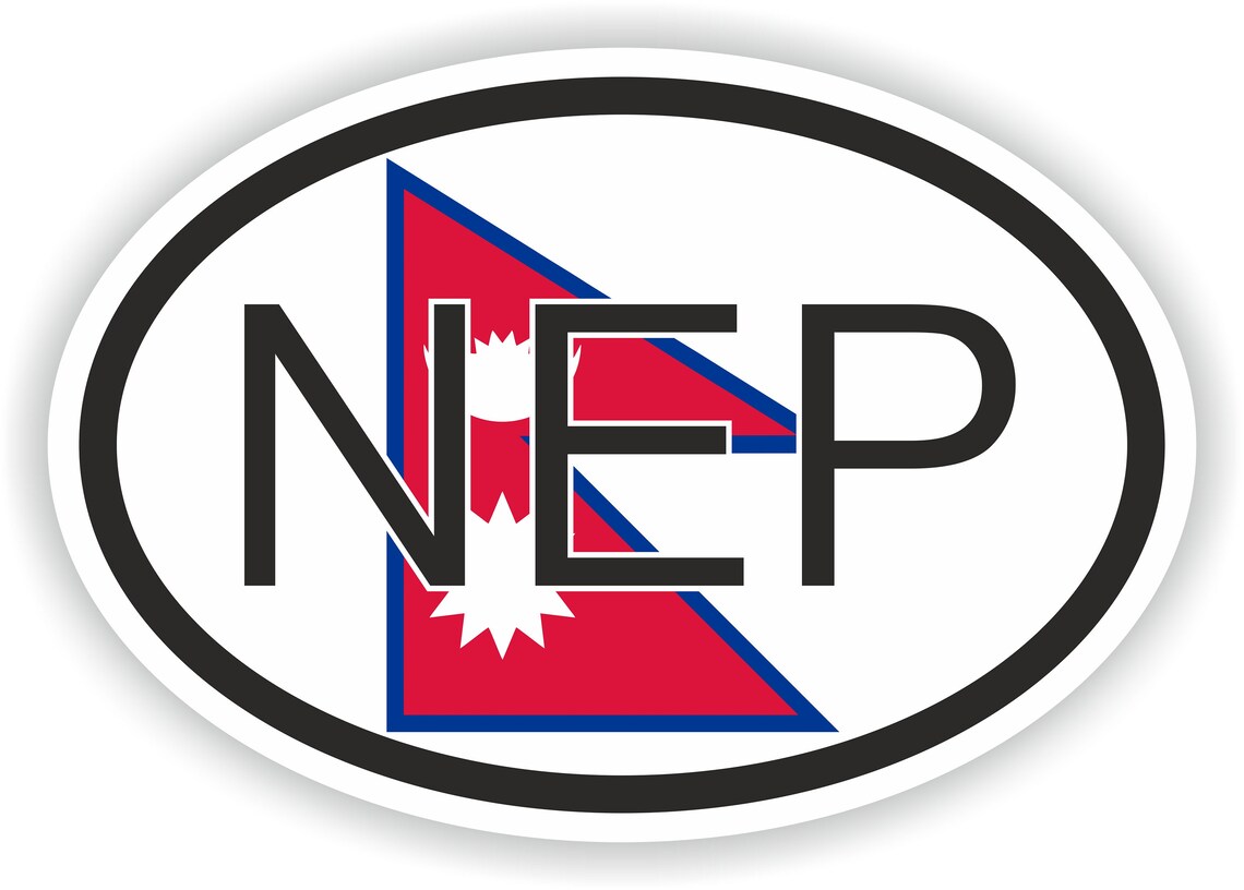 NEPAL Country Code Oval Sticker with Flag for Bumper Laptop | Inspire ...