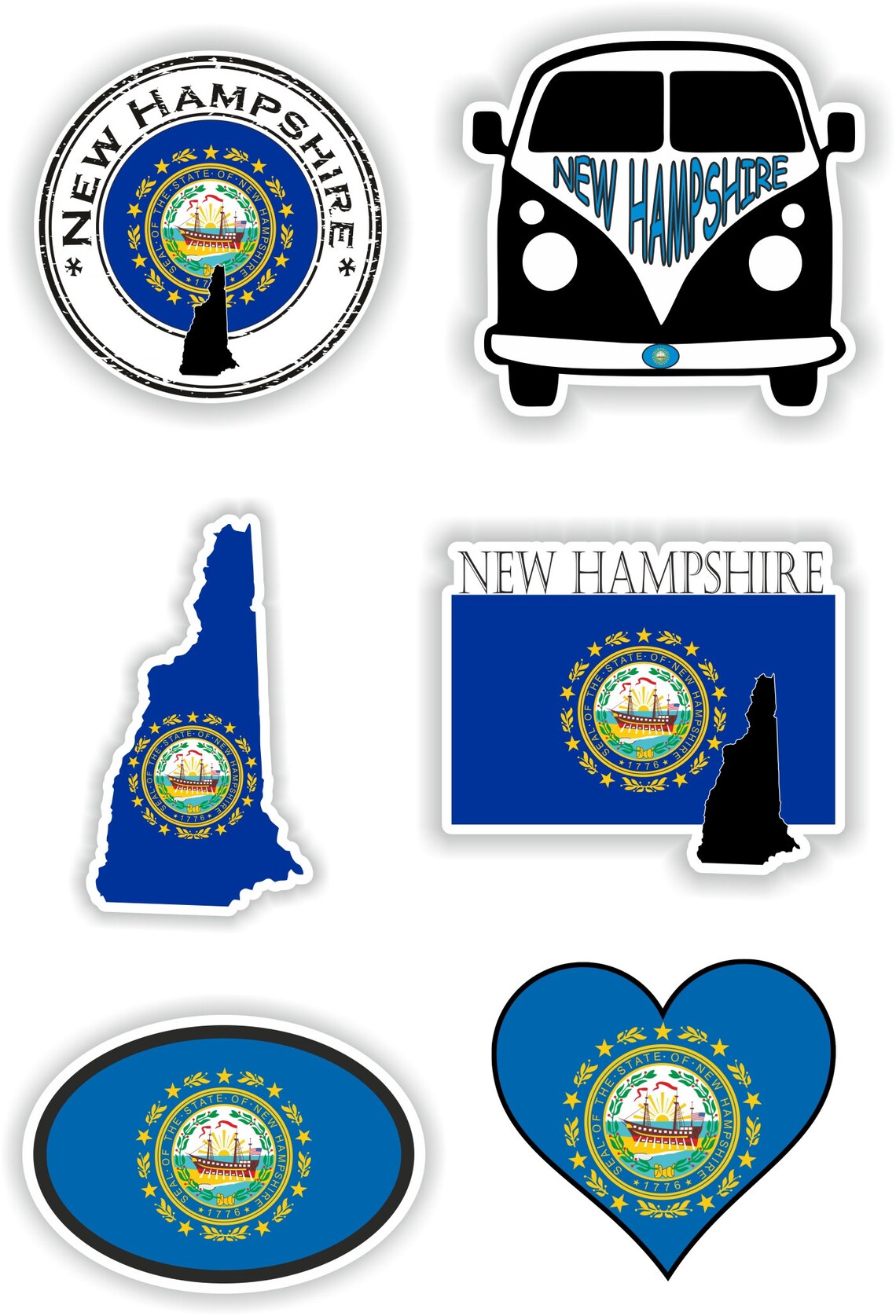 New Hampshire Set of Stickers for Laptop Book Water Bottle F | Inspire ...