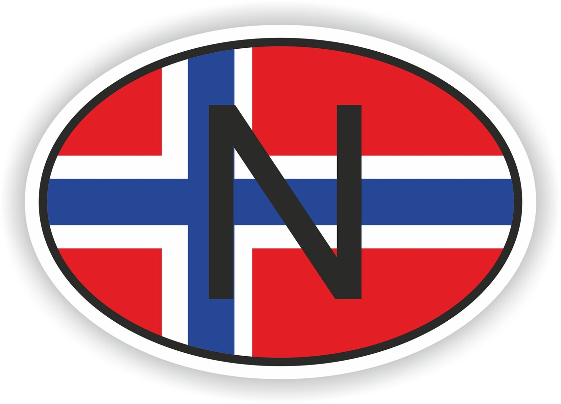 NORWAY Country Code Oval Sticker with Flag for Bumper Laptop | Inspire ...