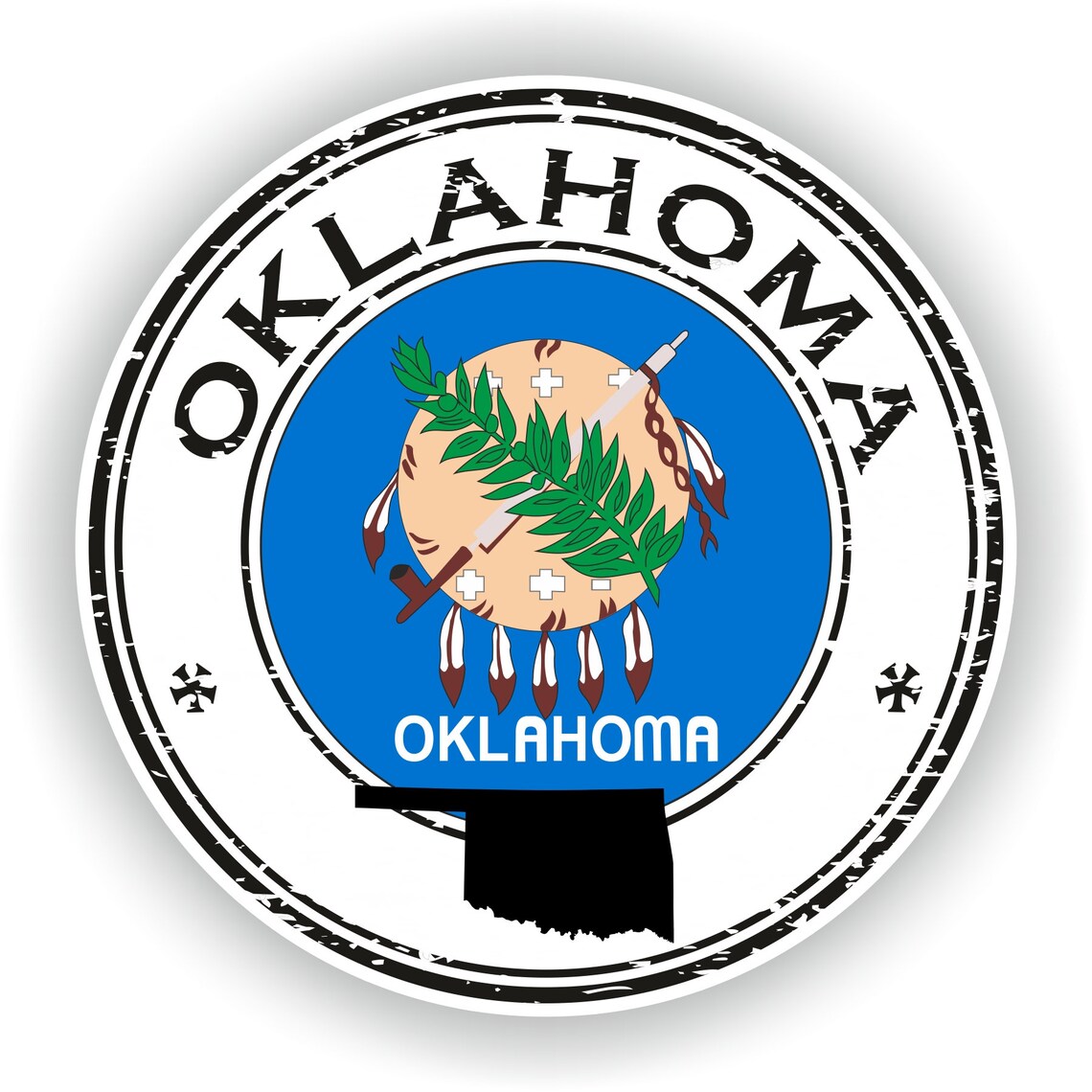 Oklahoma Seal Round Flag - Vinyl Sticker | Inspire Uplift