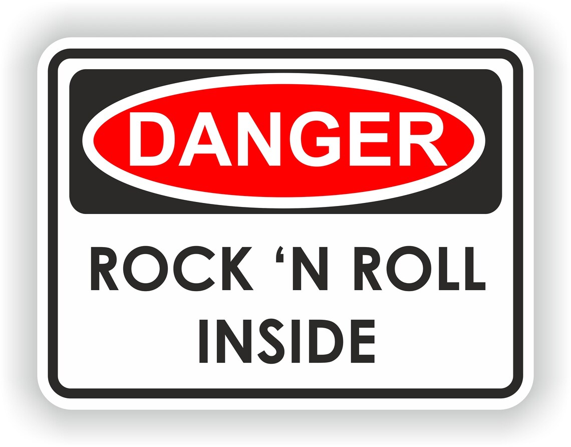 Rock n Roll inside Danger Warning Sticker for Laptop Book Fr | Inspire ...