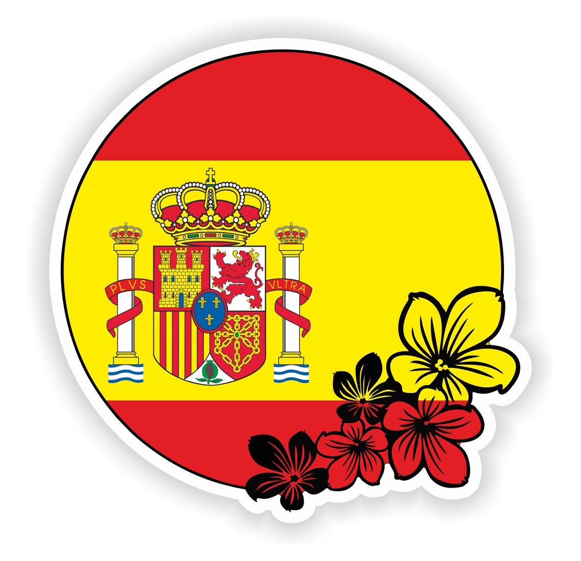 Spain Sticker Round Flag for Laptop Book Fridge Guitar Motor | Inspire ...