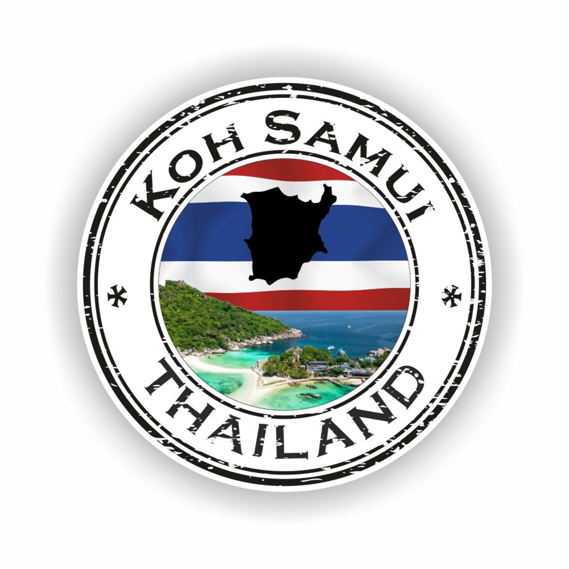 Thailand Koh Samui Seal Sticker Round Flag for Laptop Book F | Inspire ...