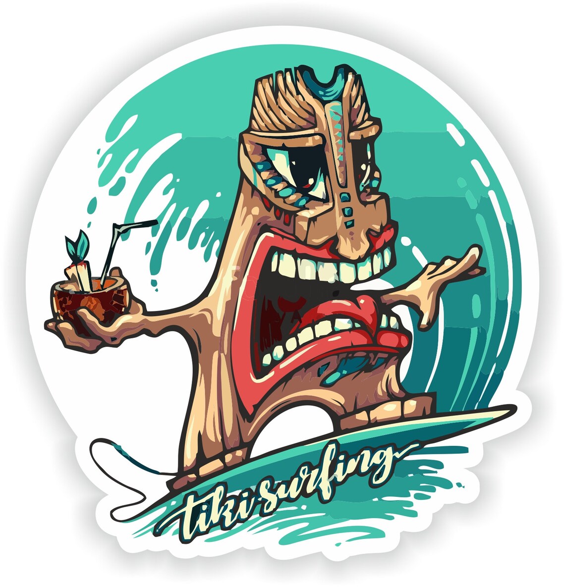 Tiki Surfer 02 - Vinyl Sticker | Inspire Uplift