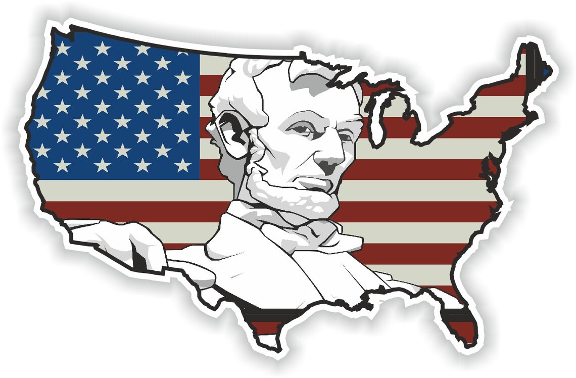 USA Map Flag Abraham Lincoln Sticker for Bumper Car Van Truc | Inspire ...