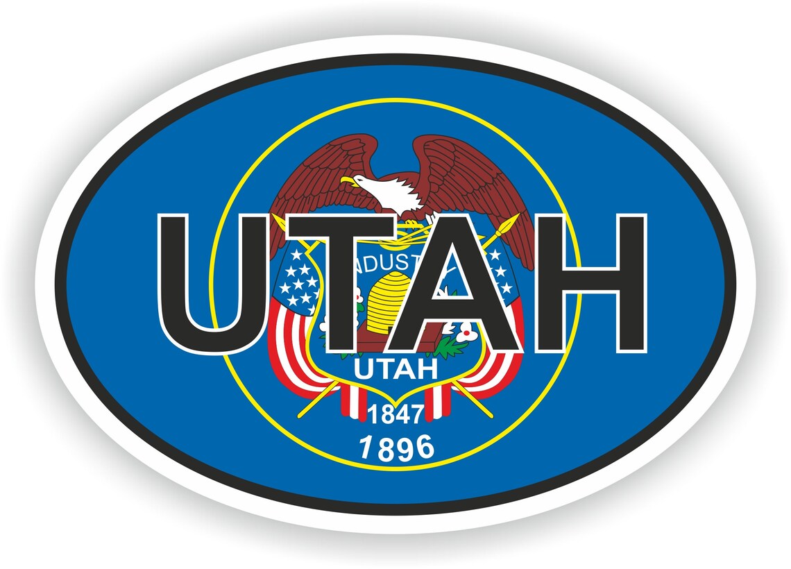 UTAH Country Code Oval Sticker with Flag for Bumper Laptop B | Inspire ...