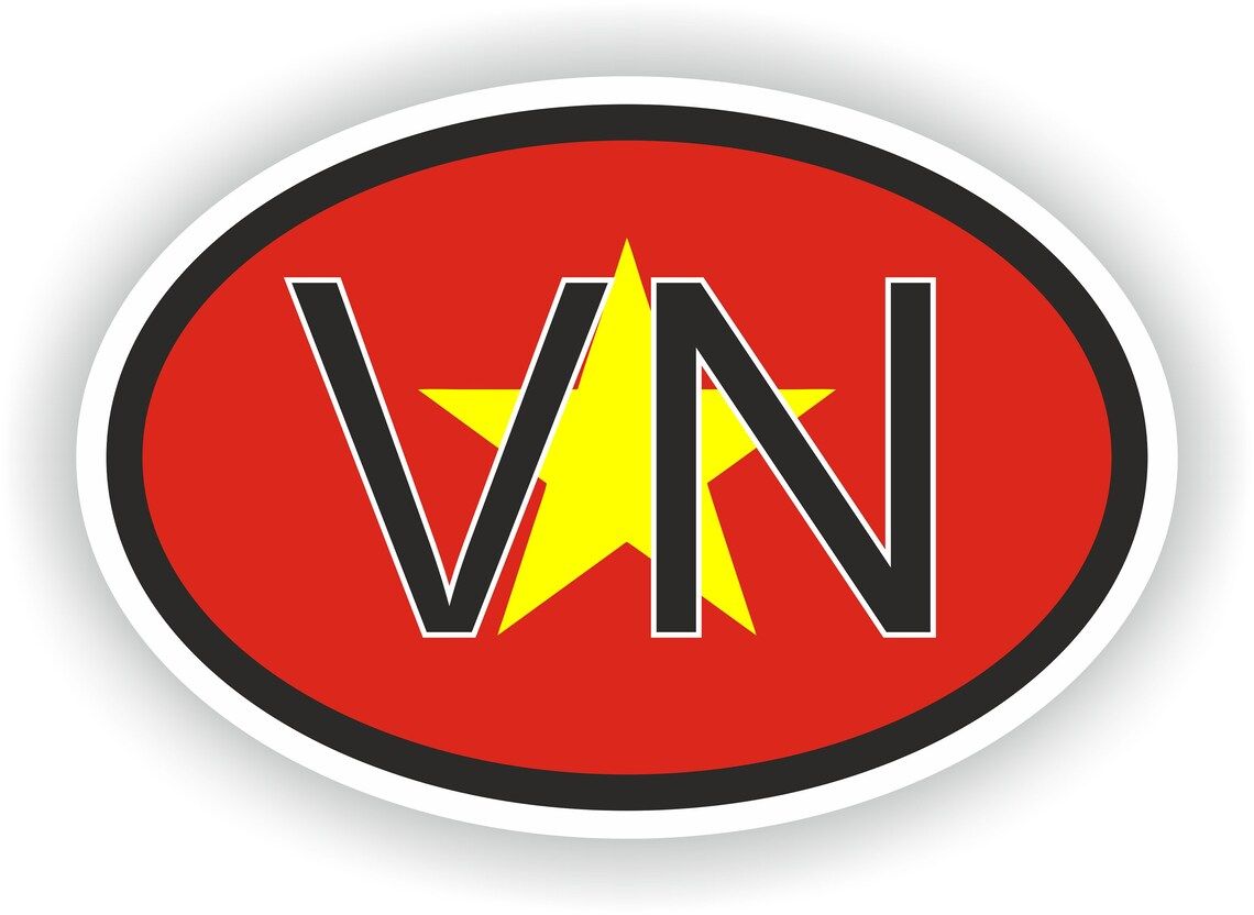 VIETNAM Country Code Oval Sticker with Flag for Bumper Lapto | Inspire ...