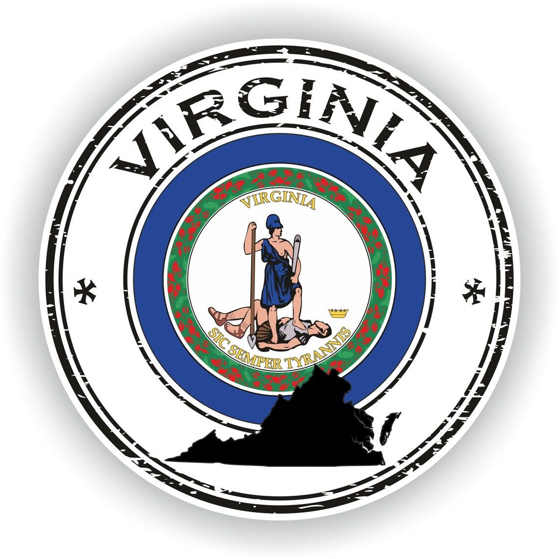 Virginia Seal Sticker Round Flag for Laptop Book Fridge Guit | Inspire ...
