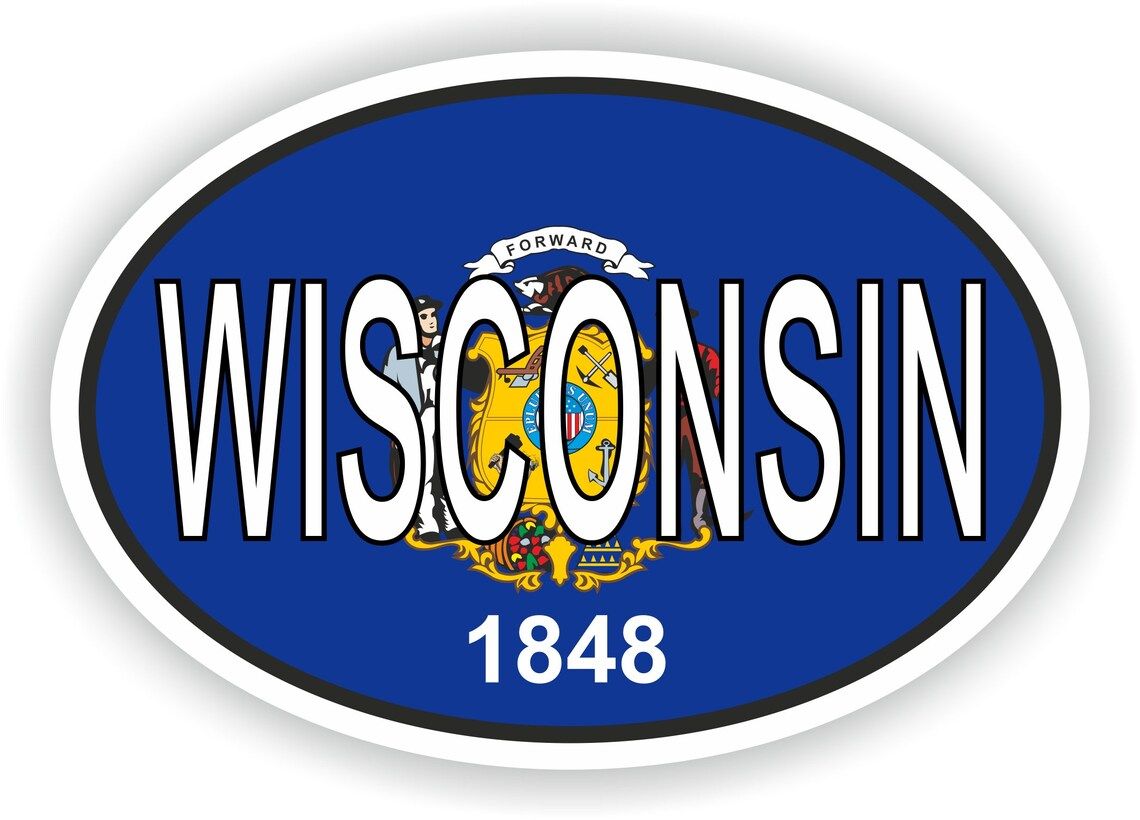 WISCONSIN Country Code Oval Sticker with Flag for Bumper Lap | Inspire ...