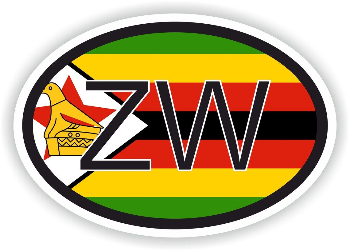 ZIMBABWE Country Code Oval Sticker with Flag for Bumper Lapt | Inspire ...
