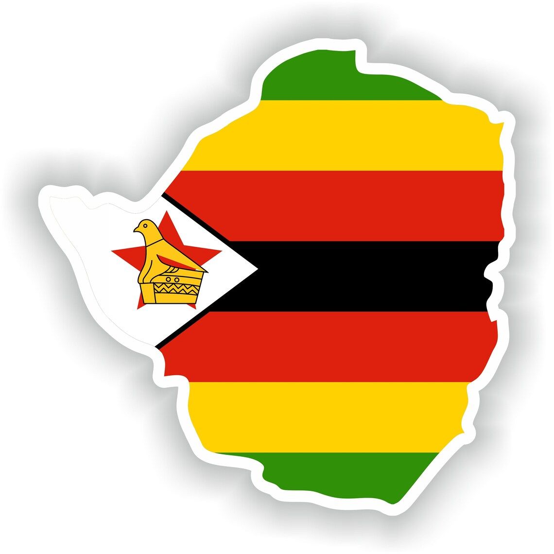 Zimbabwe Map Flag - Vinyl Sticker | Inspire Uplift