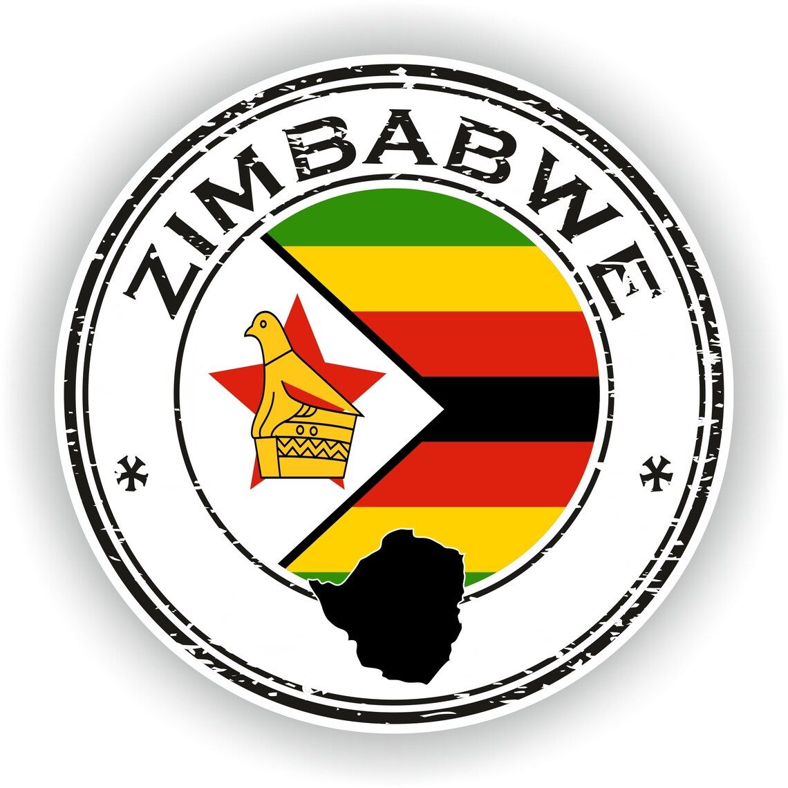 Zimbabwe Seal Sticker Round Flag for Laptop Book Fridge Guit | Inspire ...
