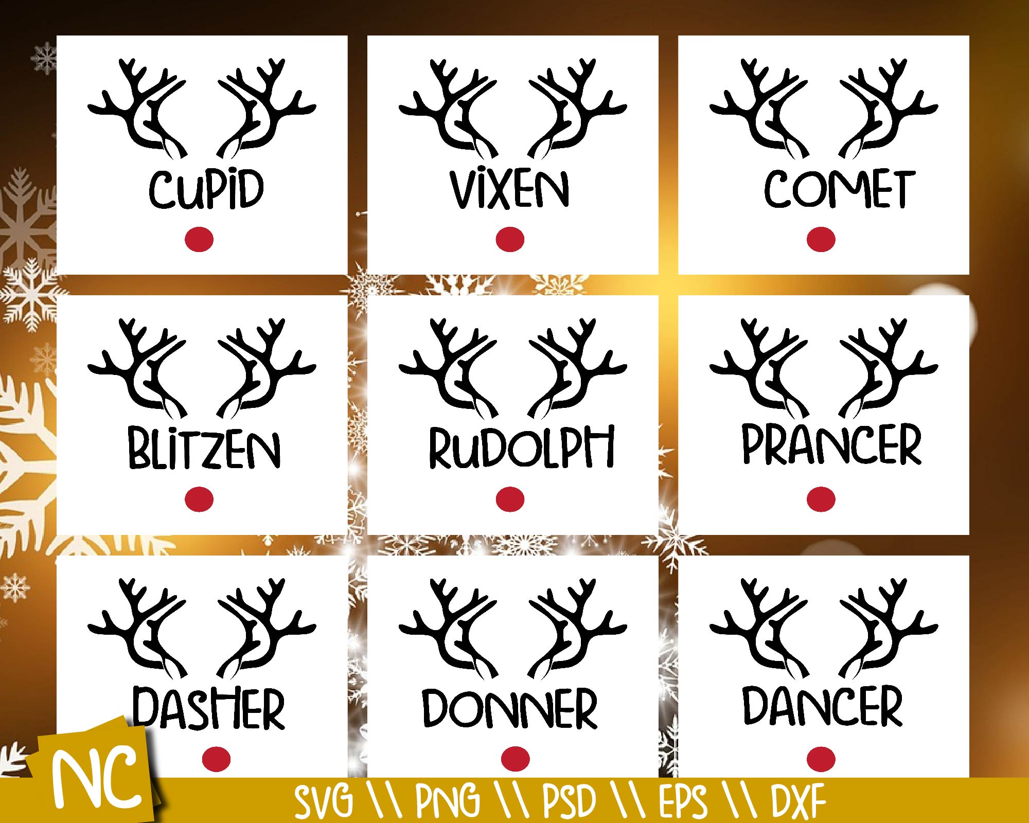 Reindeer Names svg, Christmas svg, Name Ornament svg, Laser | Inspire ...