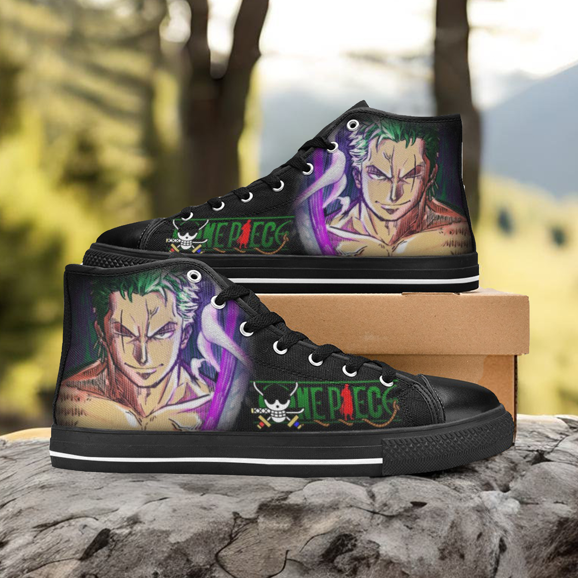 One Piece Straw Hat Roronoa Zoro High Top Shoes Sneakers | Inspire Uplift