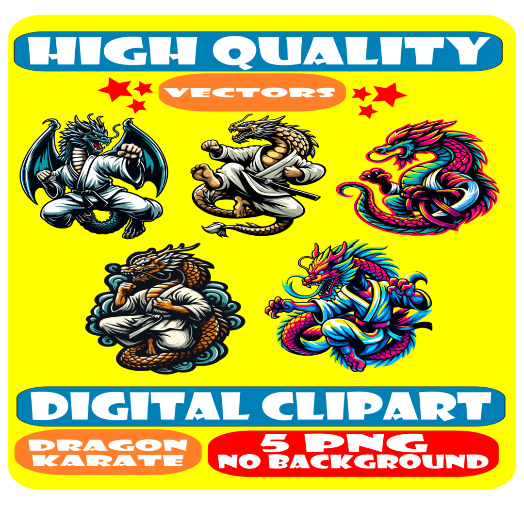 Printable PNG clipart from fantasy dragon karate design | Inspire Uplift