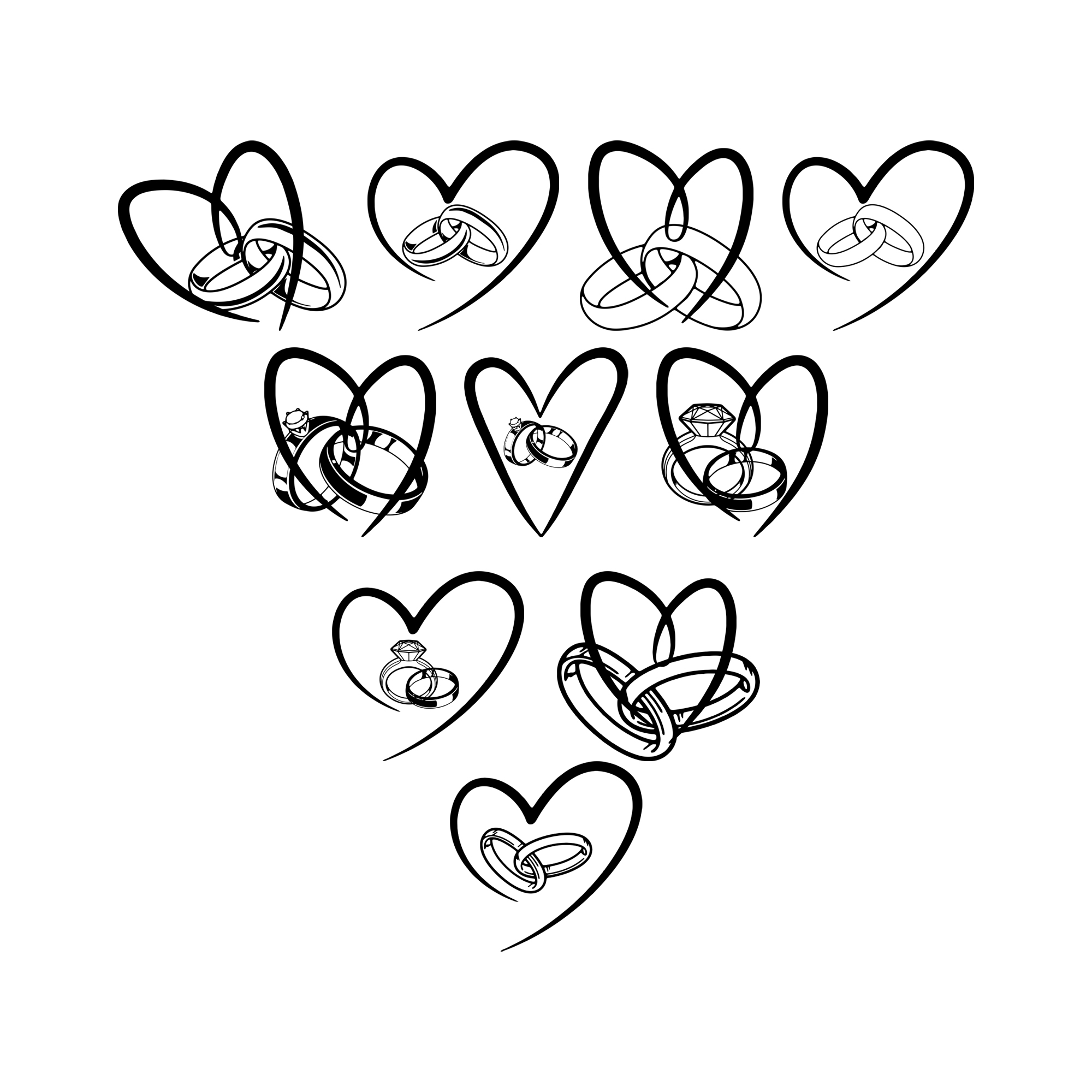 10 Marriage Rings Svg Bundle, Ring Svg, Wedding Svg, Clipart | Inspire ...
