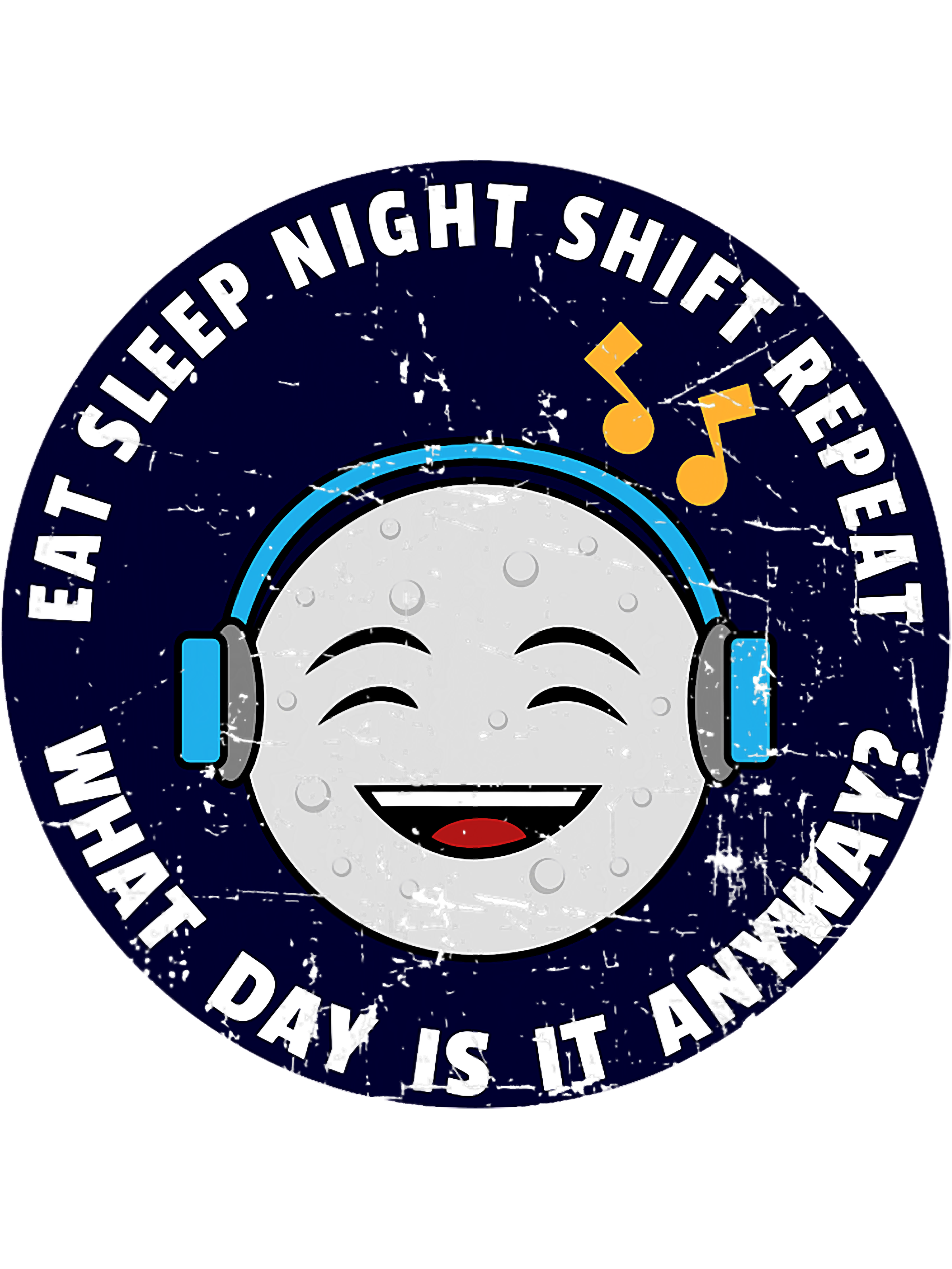 Eat Sleep Night Shift Repeat DJ Moon Emoticon | Inspire Uplift