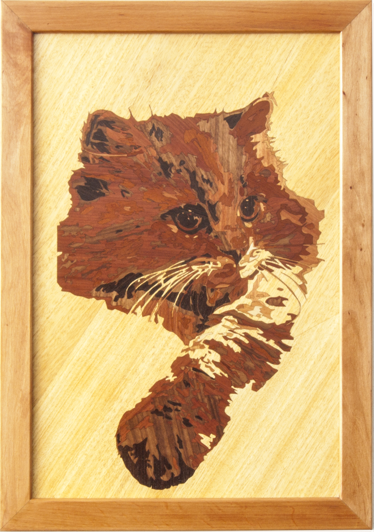 Kitten cat portrait inlay framed mosaic wood panel ready to | Inspire ...