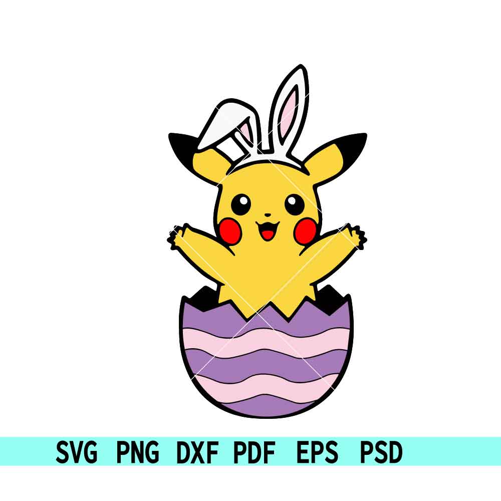 Pikachu Easter Egg SVG, Pikachu Happy Easter SVG, Pokemon Ea | Inspire ...
