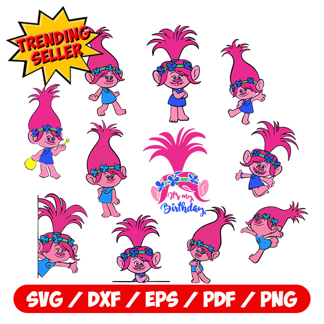 Poppy Trolls SVG for Cricut and Silhouette Cutting Machines, | Inspire ...