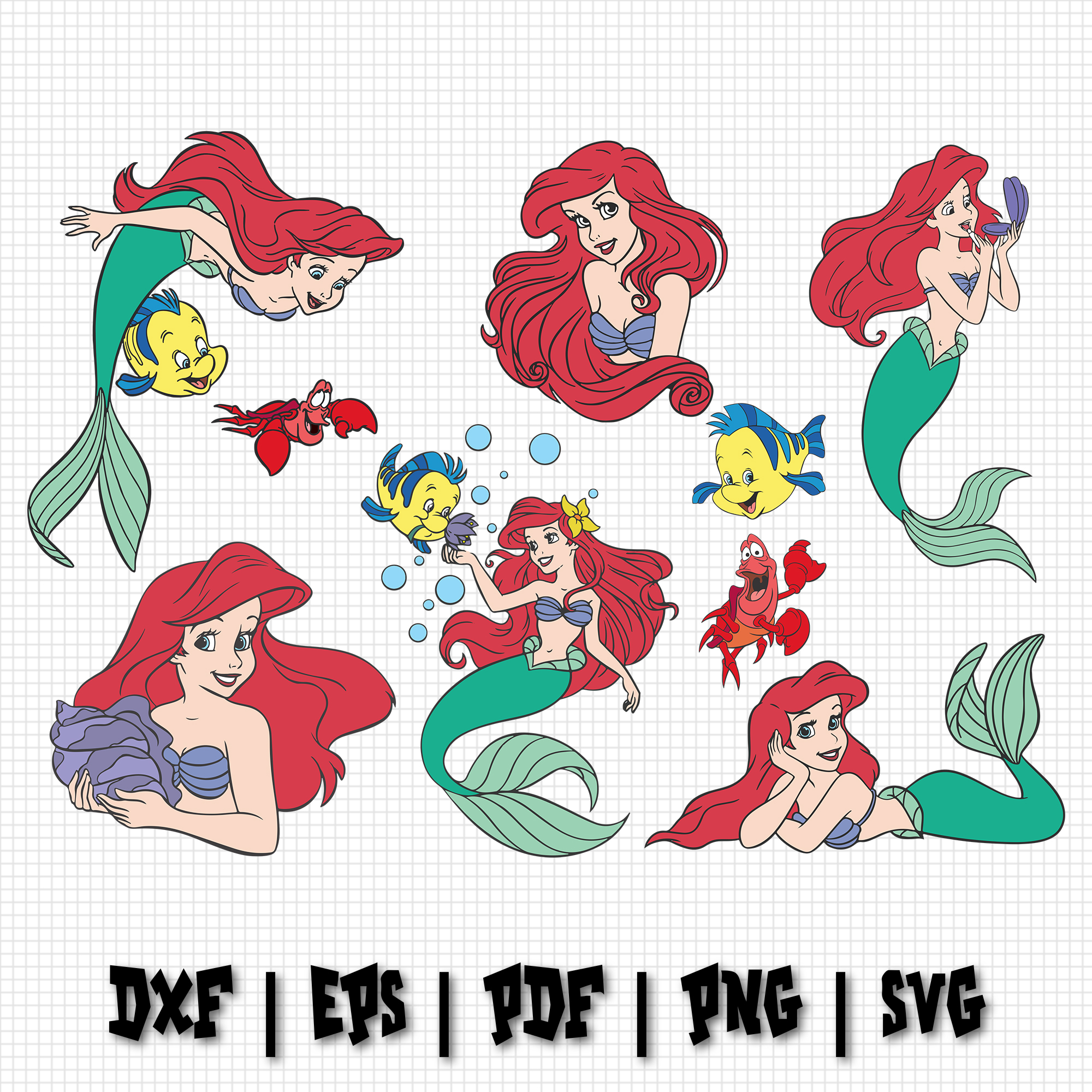 Ariel SVG Bundle, Ariel clipart, Ariel Cut file, little merm | Inspire ...