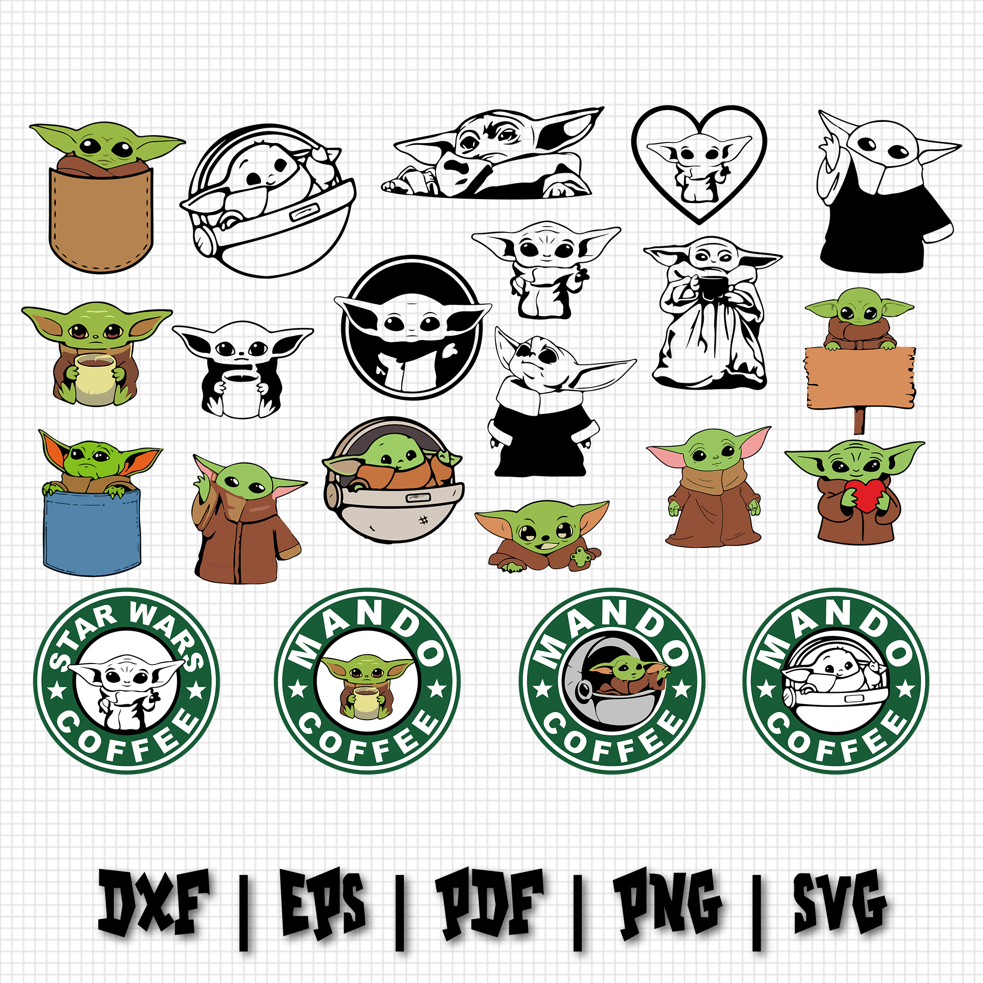 Baby Yoda Svg, Cute Baby Yoda Character Svg, Disney Baby Yod | Inspire ...