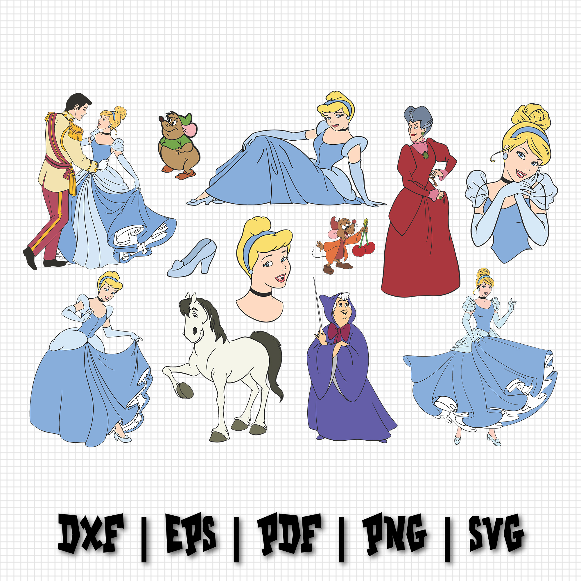 Cinderella Clipart SVG Bundle, Cinderella svg, disney svg, d | Inspire ...
