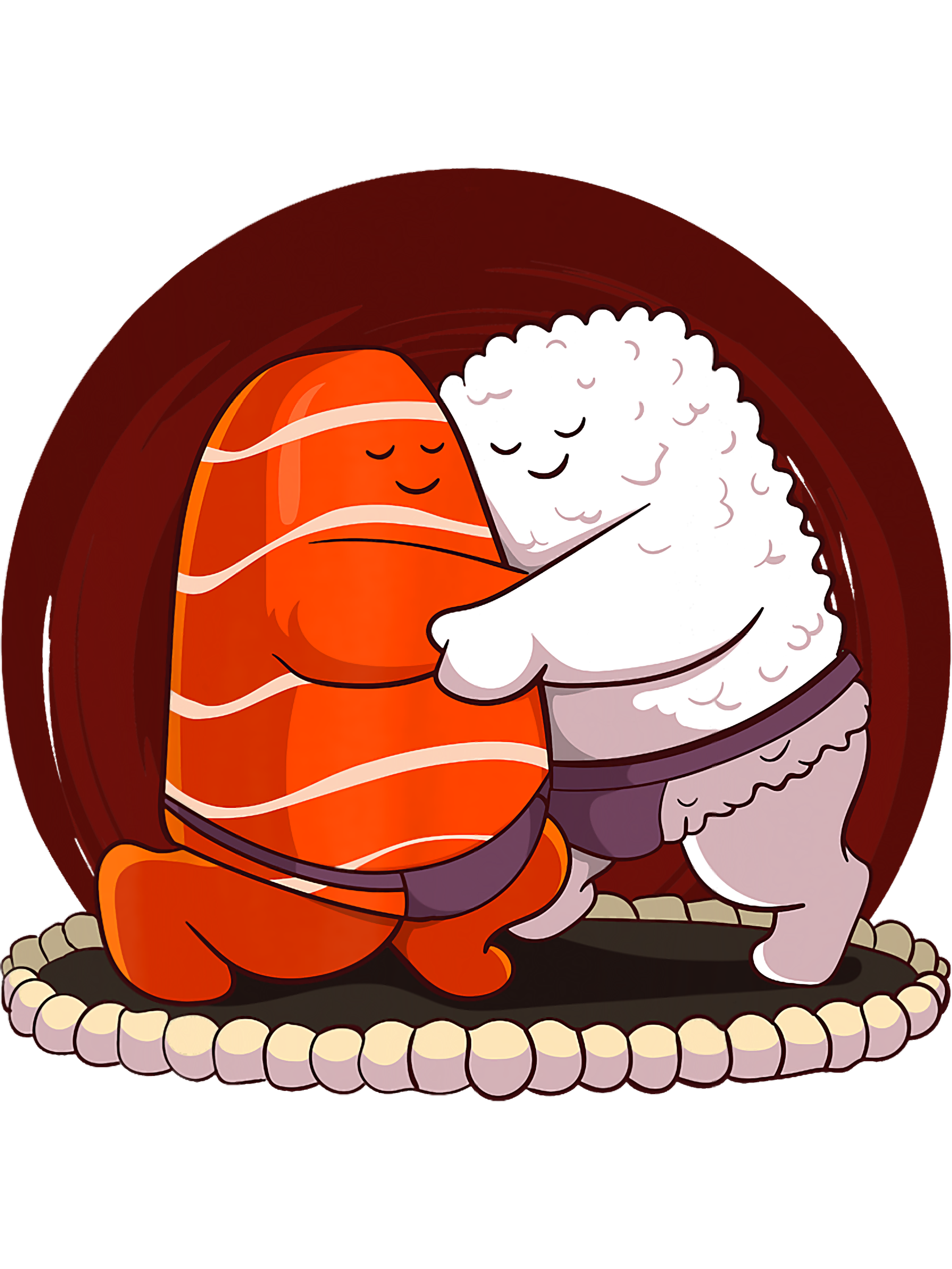 Japanese Sumo Wrestler Sushi Salmon Hug Kawaii - Inspire Uplift