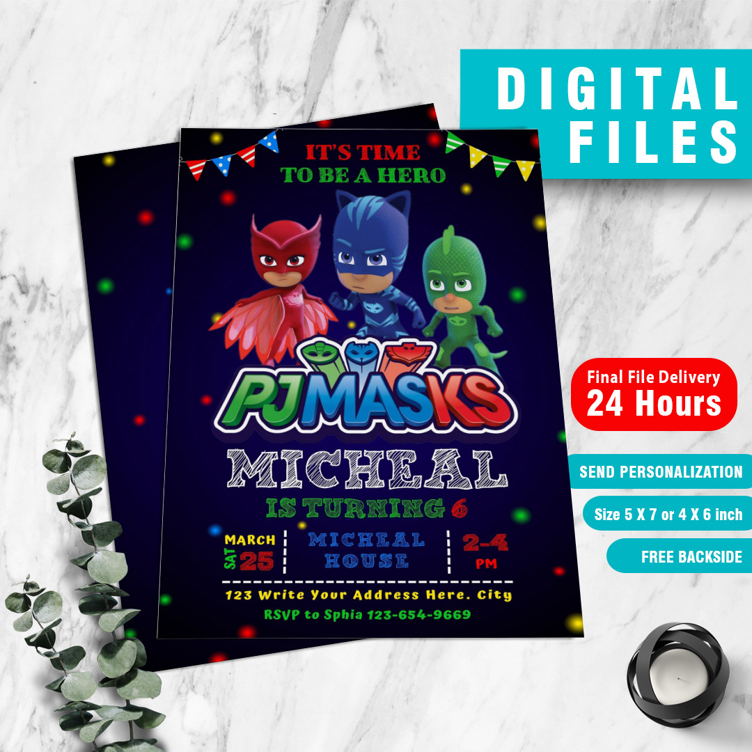 PJ Masks Invitation, PJ Masks Birthday Invitation, PJ Masks | Inspire ...