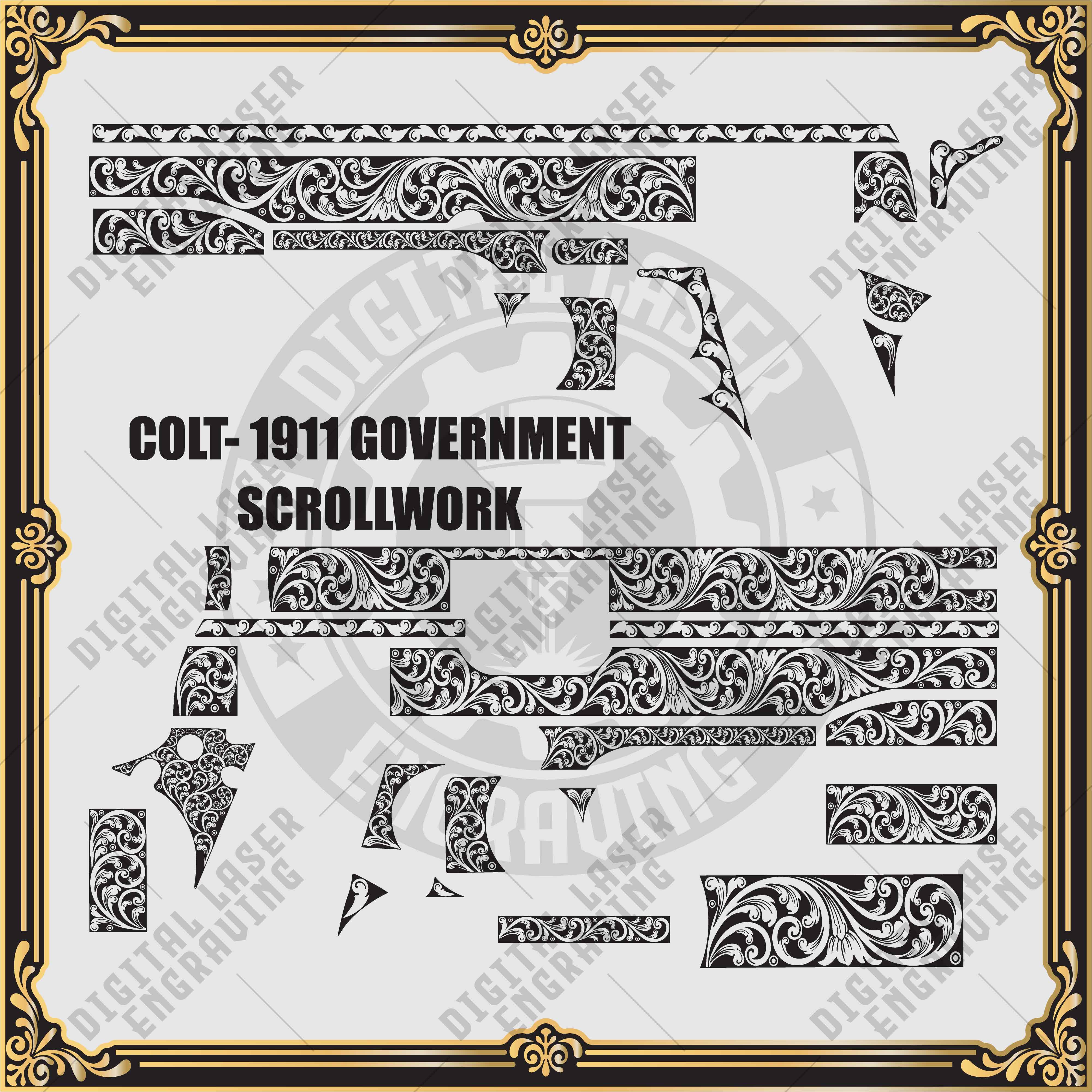 Laser Engraving Firearms Design Colt 1911 Government Scroll | Inspire ...