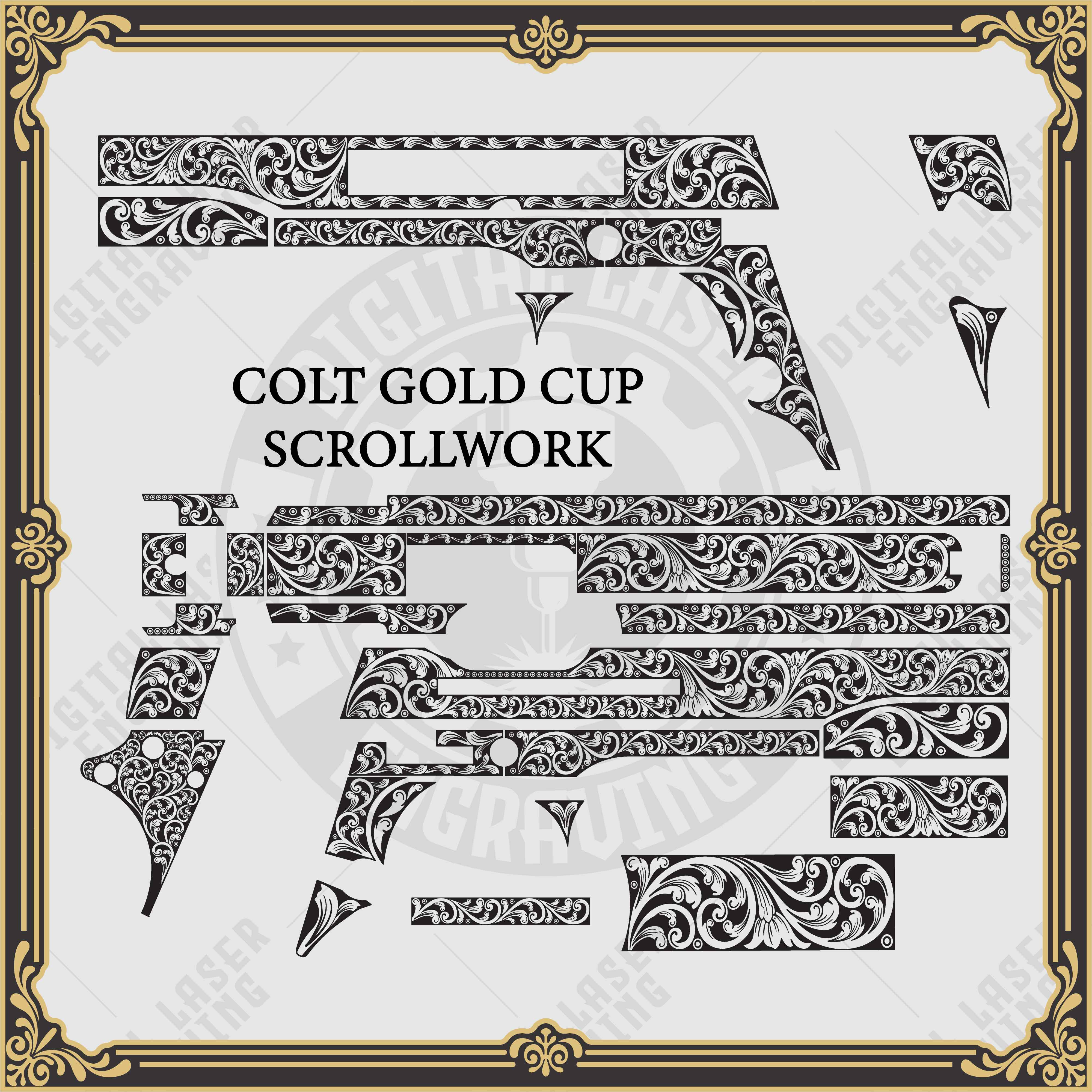 Laser Engraving Firearms Design Colt Gold Cup Scroll Work | Inspire Uplift