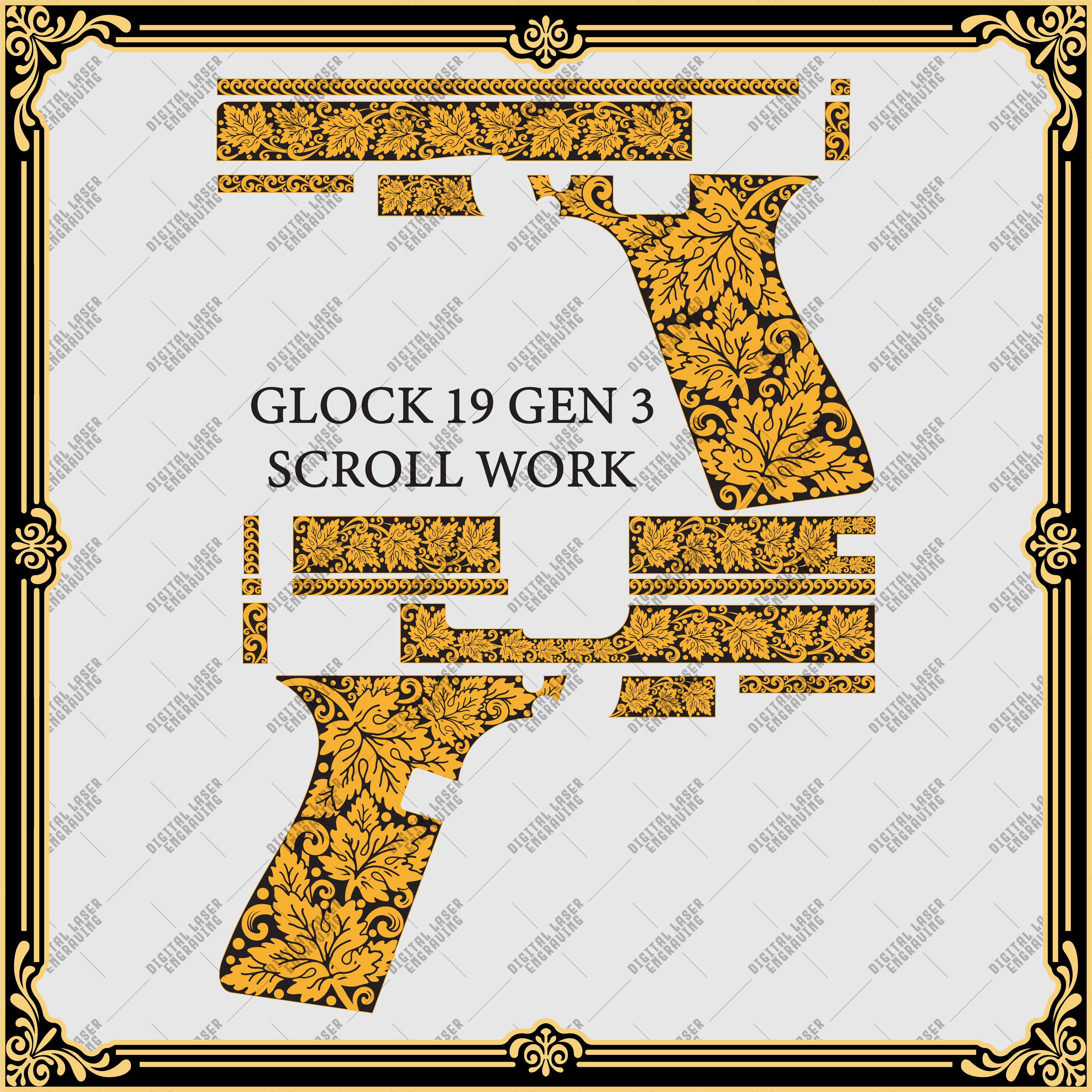 Firearms Laser Engraving Vector Design Glock 19 Gen 3 "SCROL | Inspire Uplift