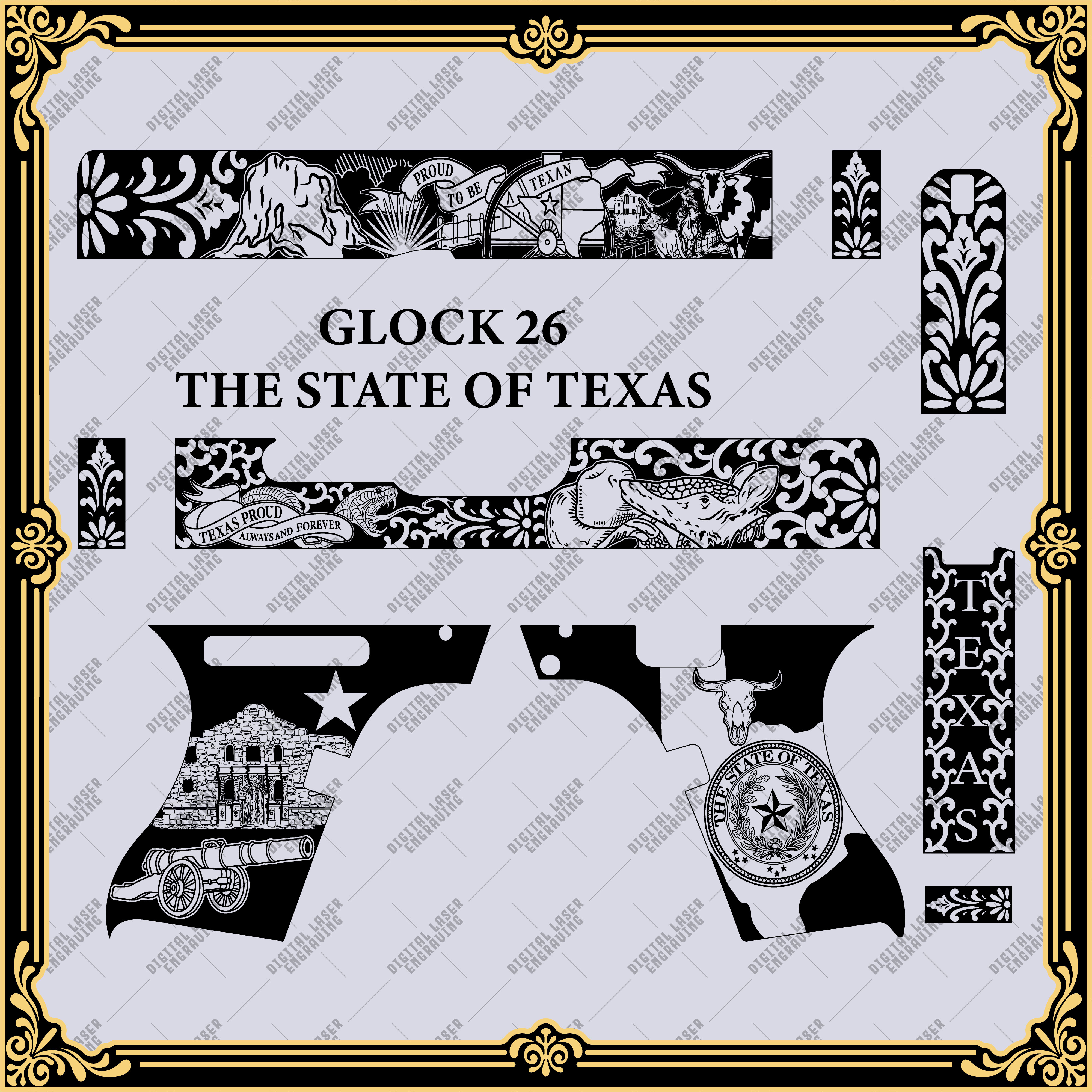 Firearms Laser Engraving Vector Design Glock 26 "THE STATE O | Inspire ...