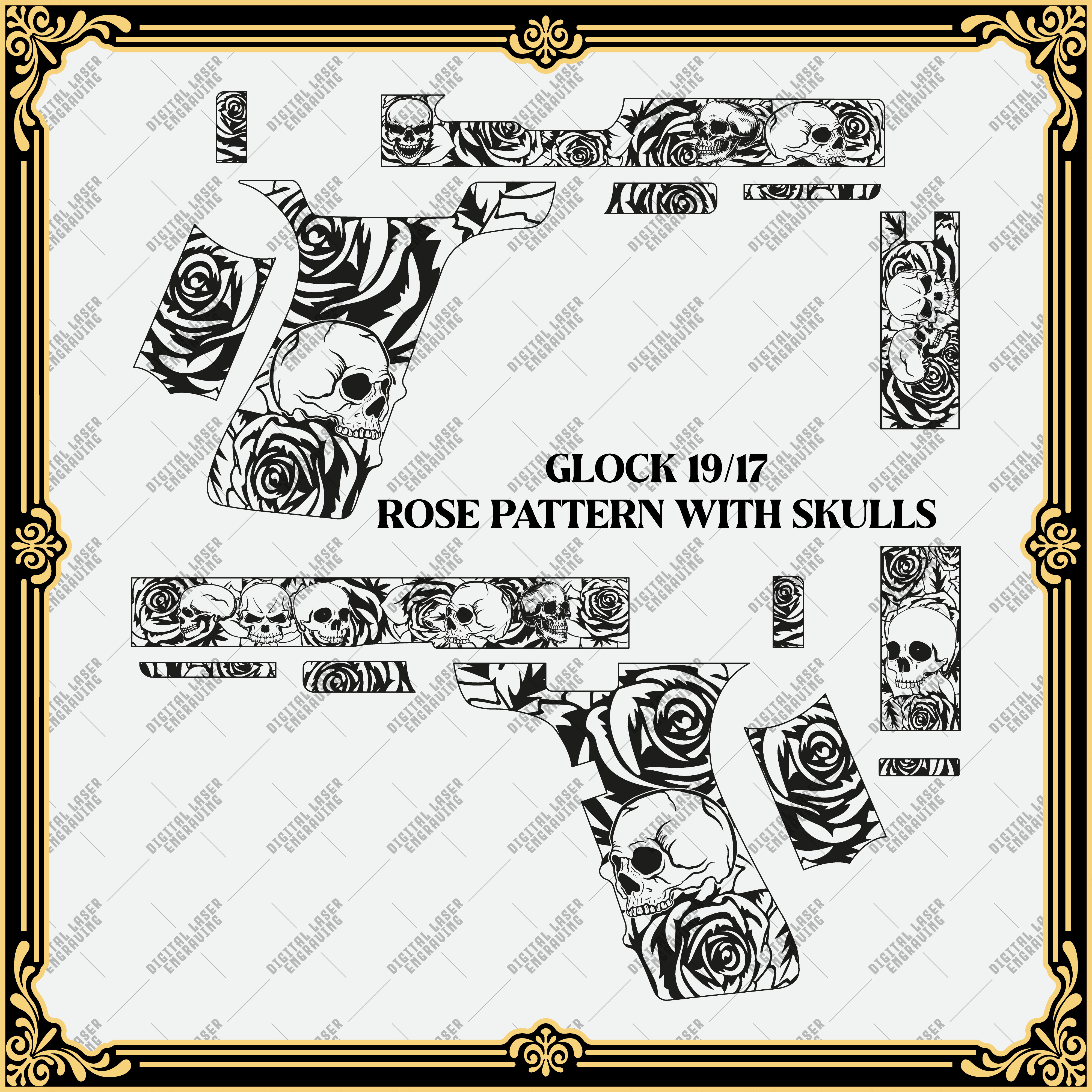 Firearms Laser Engraving Vector Design Glock 17,19 "ROSE PAT | Inspire ...