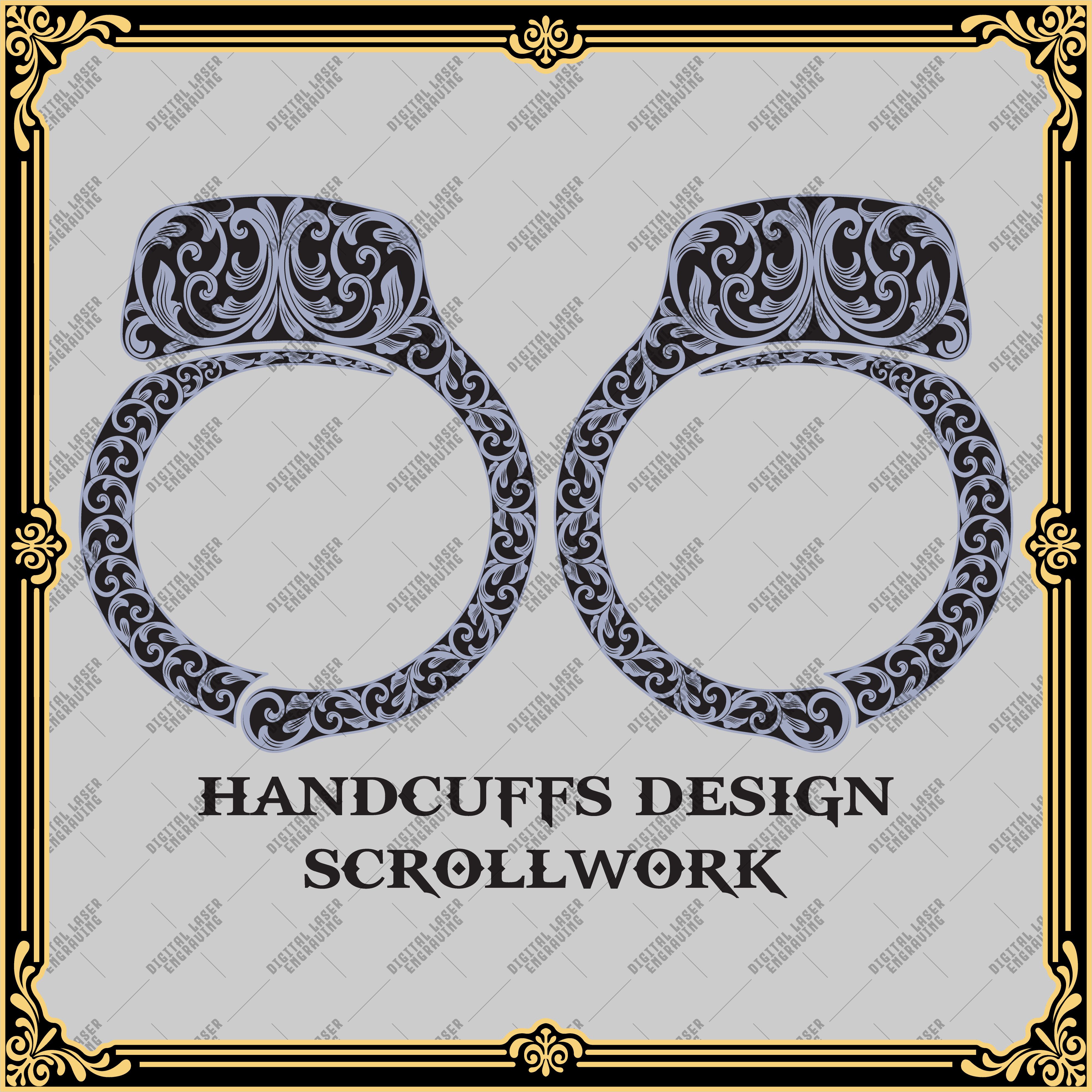 Handcuffs Laser Engraving Vector Design "SCROLLWORK" | Inspire Uplift